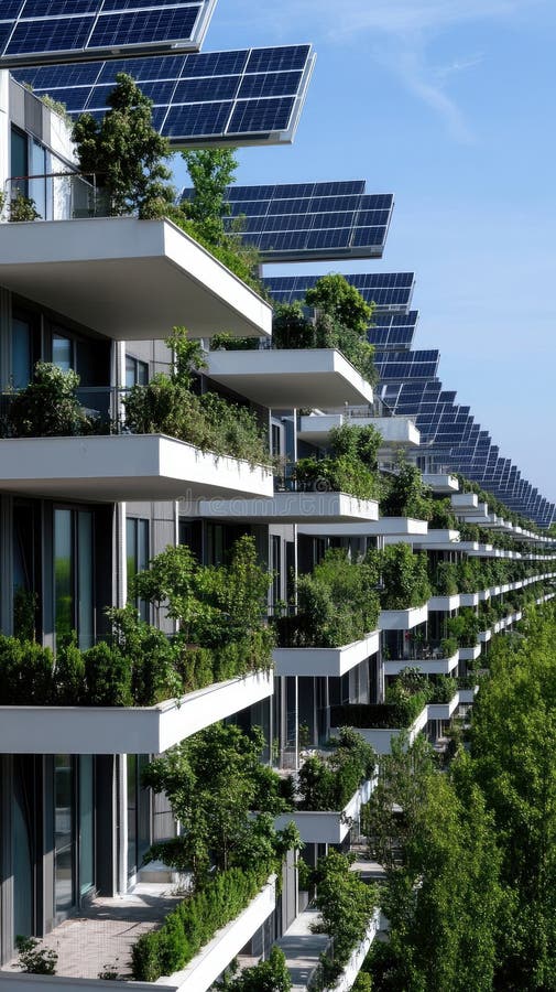 Solar Panels on an Amsterdam Apartment Complex Rooftop Showcase a ...