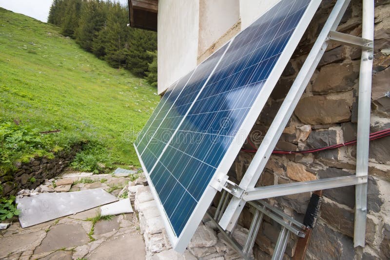 Solar panels on apline hut stock image. Image of panel - 58268721