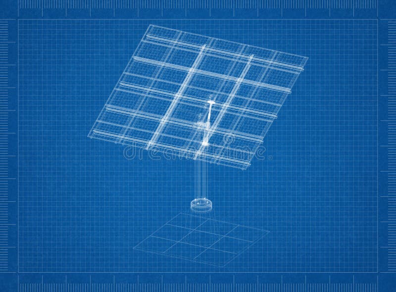 Solar Panels Architect Blueprint Stock Illustration - Illustration of ...
