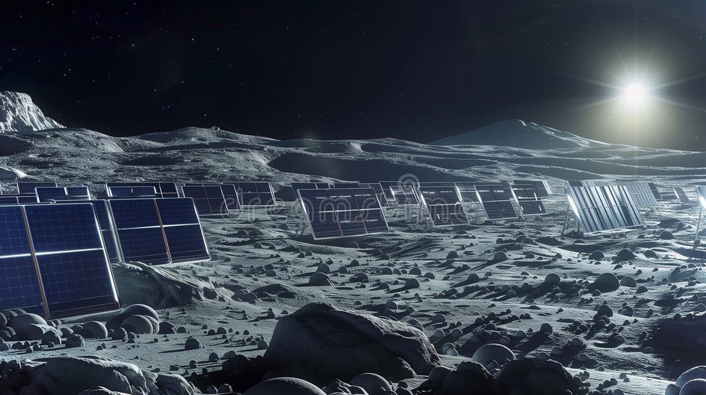 Solar Panels are Arranged on an Asteroid Surface for Regolith ...