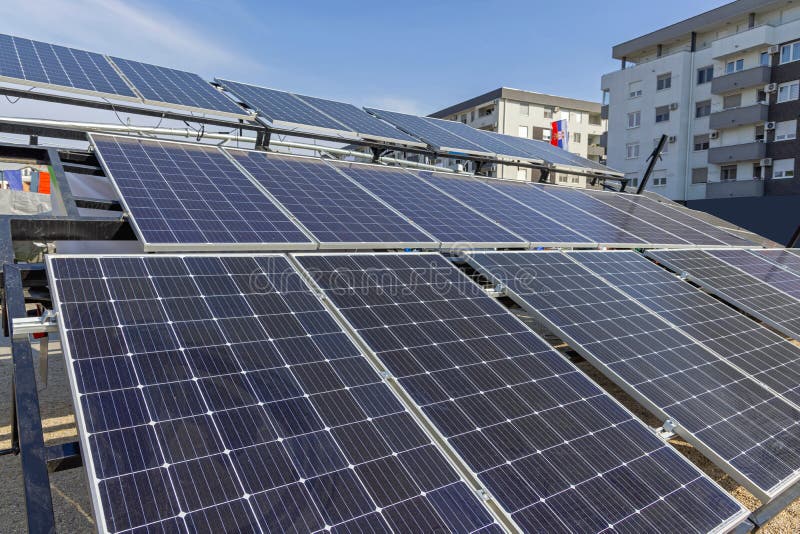 Large Solar Panels Array stock image. Image of power - 252027023