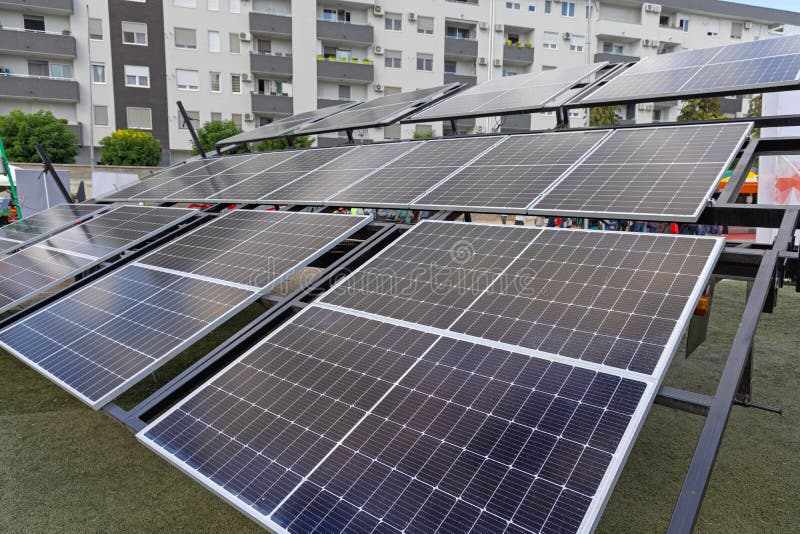 Large Solar Panels Array stock image. Image of power - 252027023