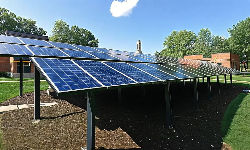 Solar Panels Array on a Campus Stock Footage - Video of photovoltaic ...