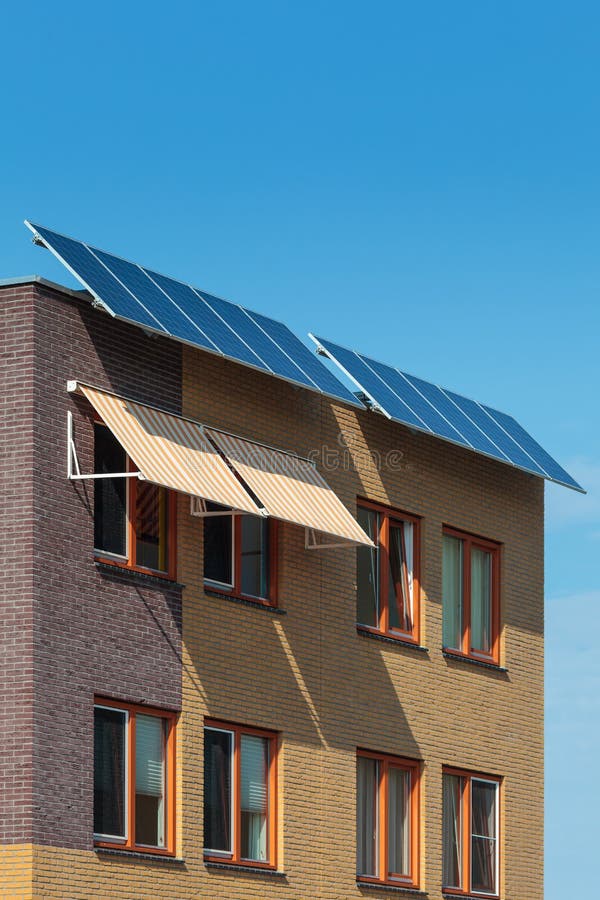 Solar Panels Attached On The Front Of A New House Stock Image - Image ...