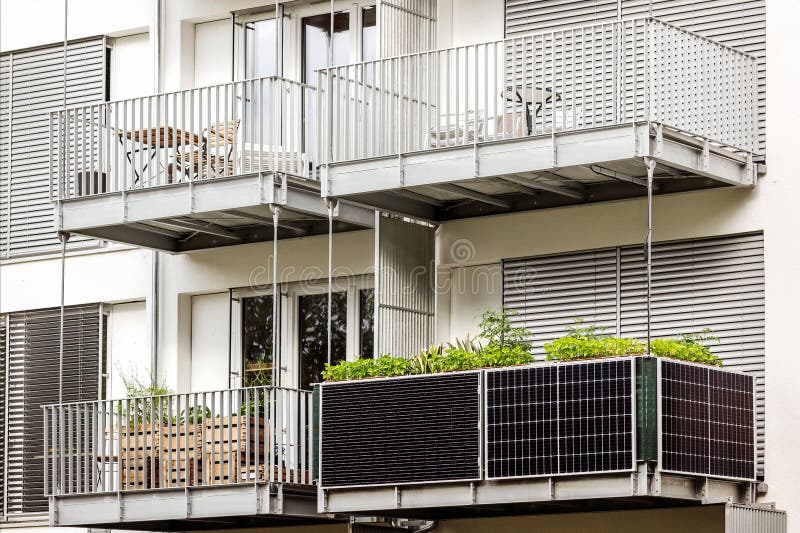 Solar Panels on Balcony of Apartment Building. Stock Photo - Image of ...