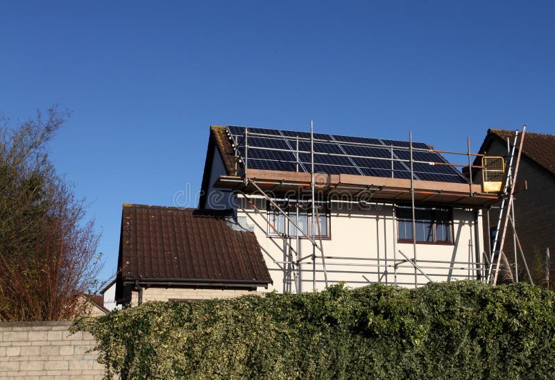 Solar Panels Being Installed on a Generic House Stock Image - Image of ...