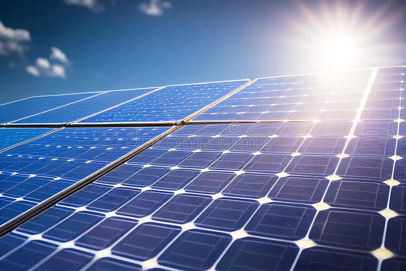 Solar Panels and Blue Sky. Generative Ai Stock Illustration ...