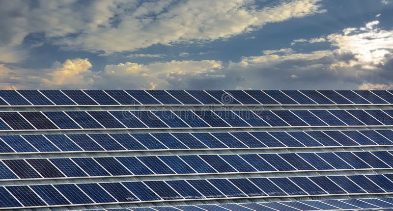 Solar panels and blue sky stock photo. Image of ecofriendly - 266538804