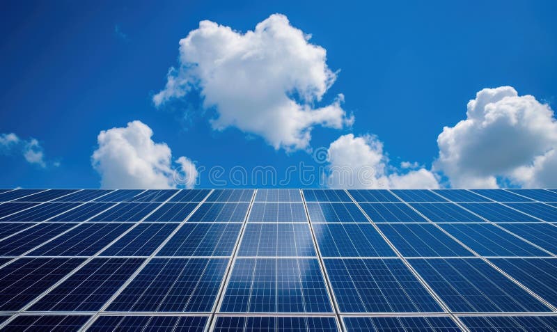 Solar Panels and Blue Sky with White Clouds, Solar Energy Concept Stock ...