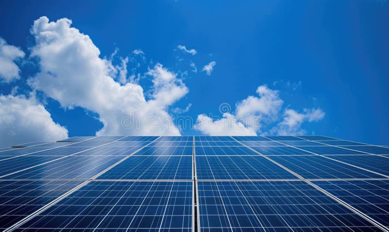Solar Panels and Blue Sky with White Clouds, Solar Energy Concept Stock ...