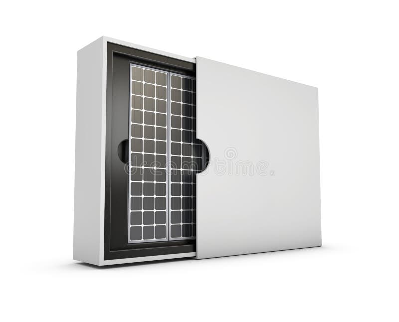 Solar Panels in the Box, Energy from the Sun Concept, 3d Illustration ...