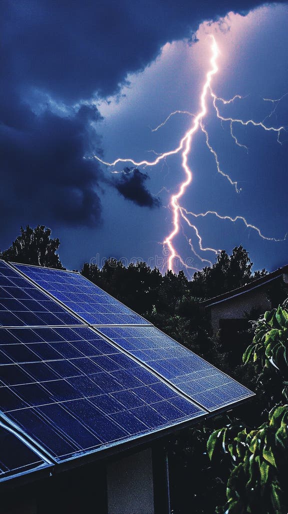 Solar Panels Broken and Blackened by an Unexpected Lightning Strike ...