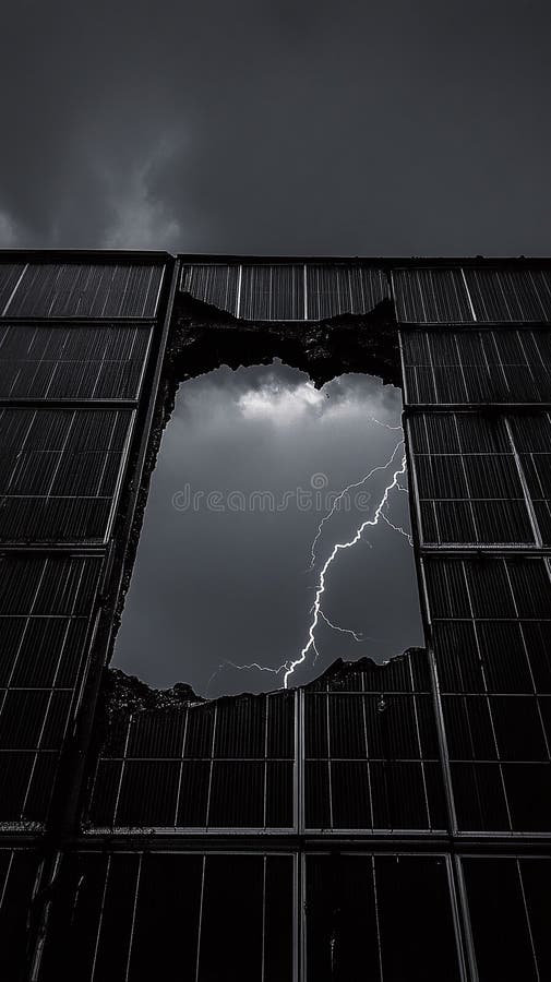 Solar Panels Broken and Blackened by an Unexpected Lightning Strike ...