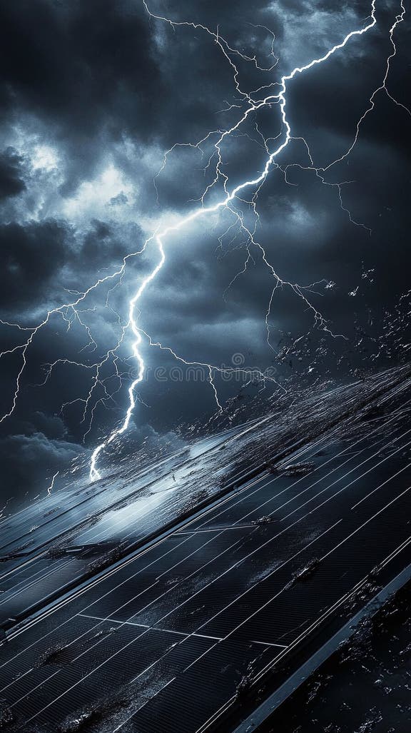 Solar Panels Broken and Blackened by an Unexpected Lightning Strike ...