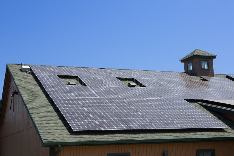 Solar Panels on a Brown House Stock Image - Image of energy ...