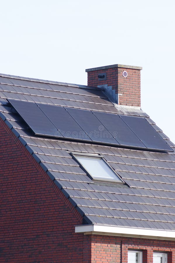 Solar Panels on a Brown Roof Stock Image - Image of estate, generator ...