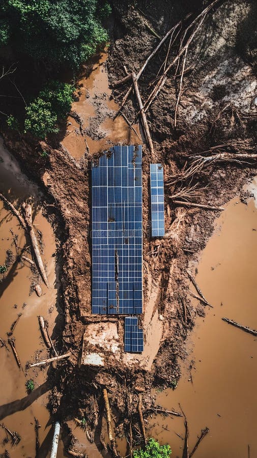 Solar Panels Buried Under a Thick Layer of Mud after a Landslide ...