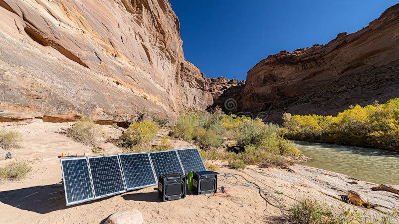 Solar Panels in a Canyon Setting Stock Image - Image of power, solar ...