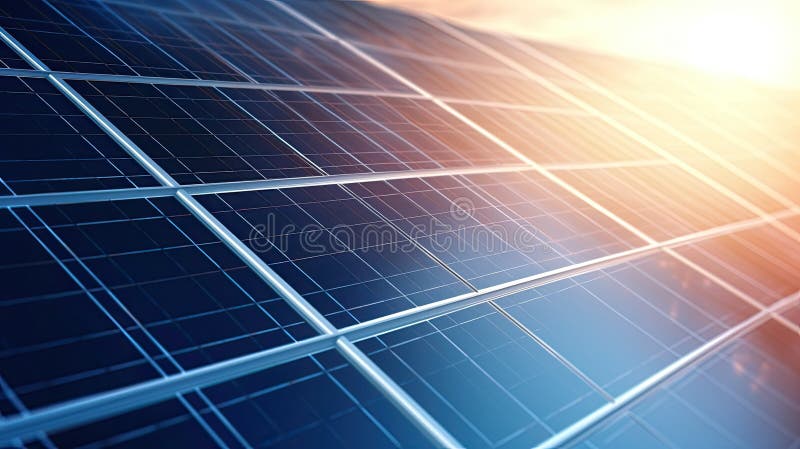 Solar Panels Capture Sunlight from an Angled Perspective in a Closeup ...