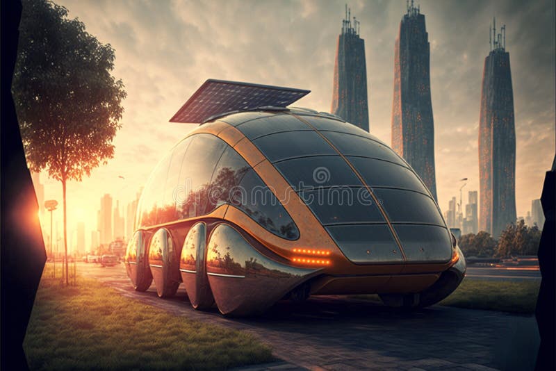 Solar Panels Car Future in the City, Landscape, Generative Ai Stock ...