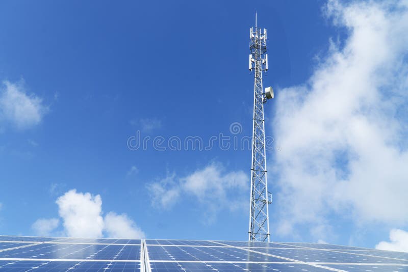 Solar Panels and Cell Phone Towers Stock Photo - Image of industry ...