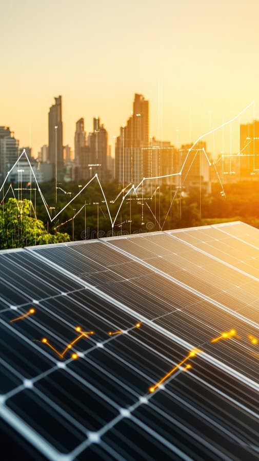 Solar Panels Cityscape Growth Investment Renewable Energy Stock ...