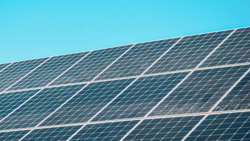 Solar Panels, Close Up Shot of a Solar Panel Array with Blue Sky, Solar ...