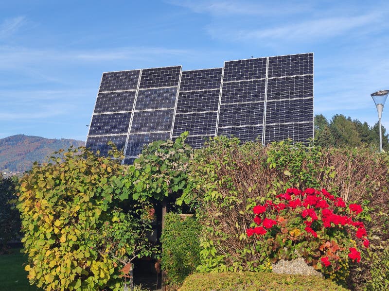 Solar Panels Controlled Automatically Moving with Sun Direction Stock ...