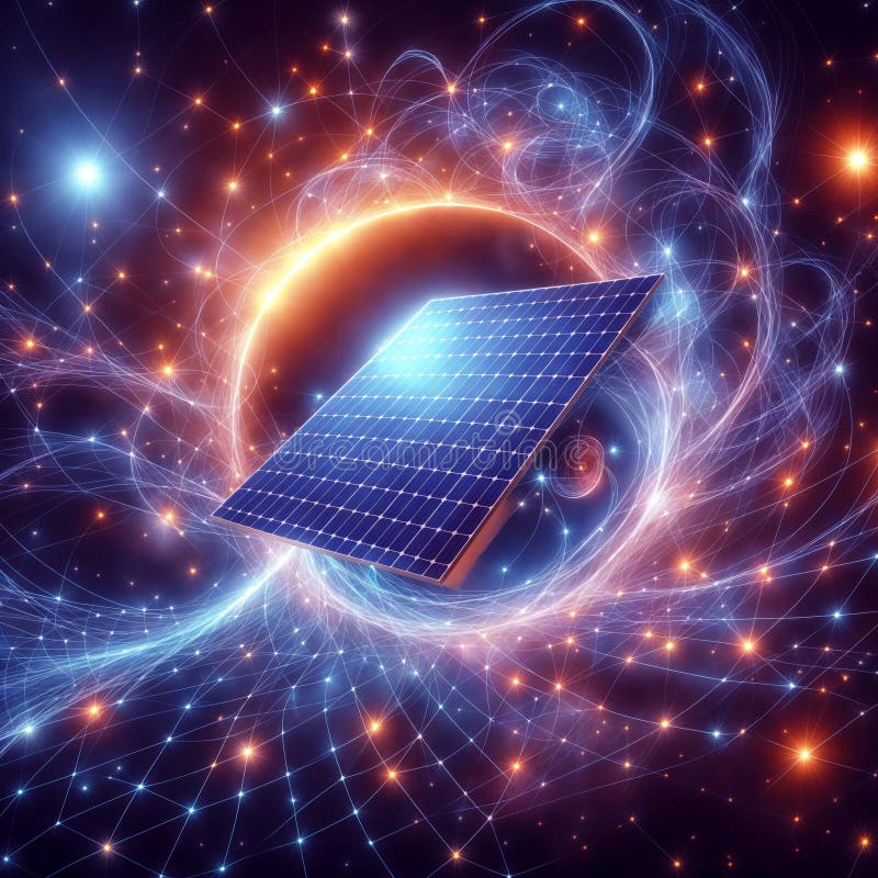 Solar Energy Panel in Space. 3d Illustration of Solar Panels in Cosmic ...