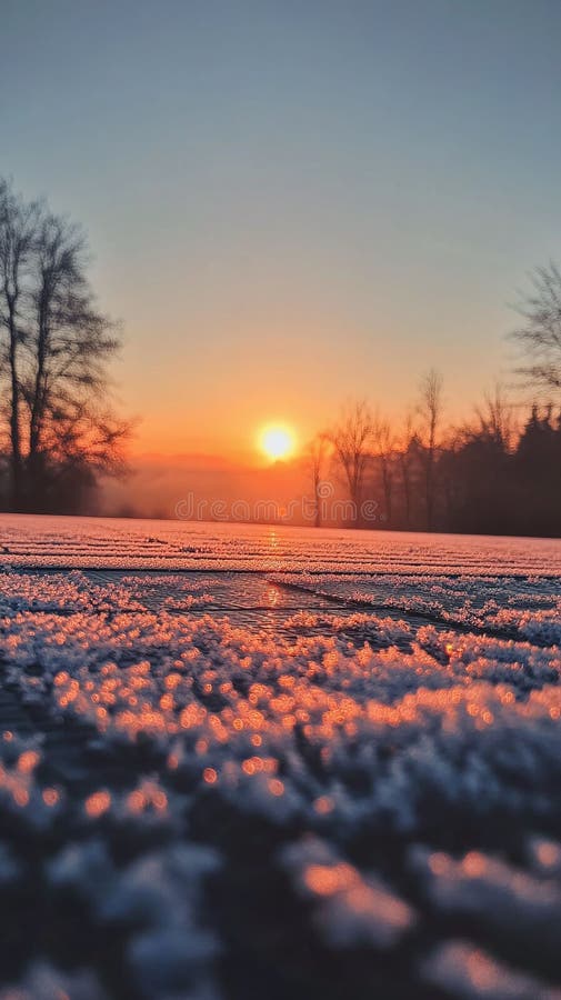 Solar Panels Covered in a Thin Layer of Morning Frost Reflecting the ...