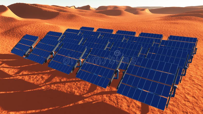 Solar Panels Desert stock illustration. Illustration of electricity ...