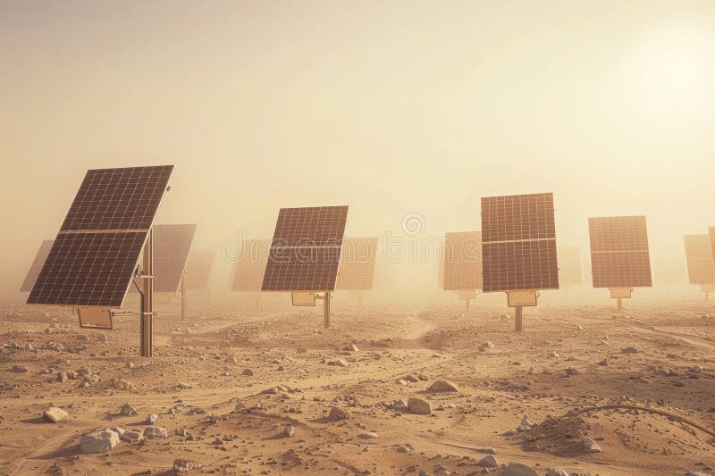 Solar Panels in a Desert Environment Generating Renewable Energy Stock ...
