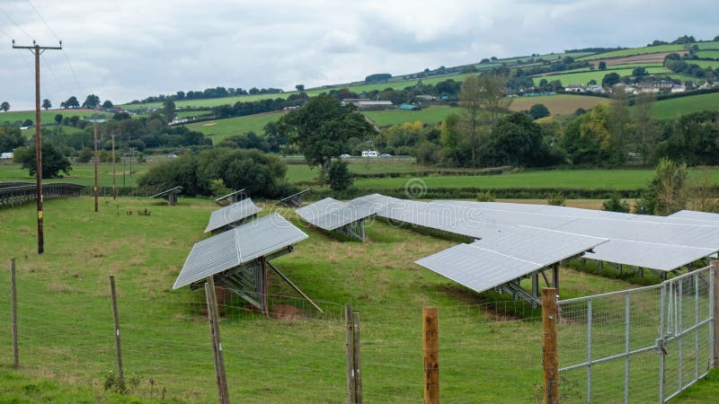 Solar Panels on Devon Farmland UK Stock Photo - Image of frame, array ...