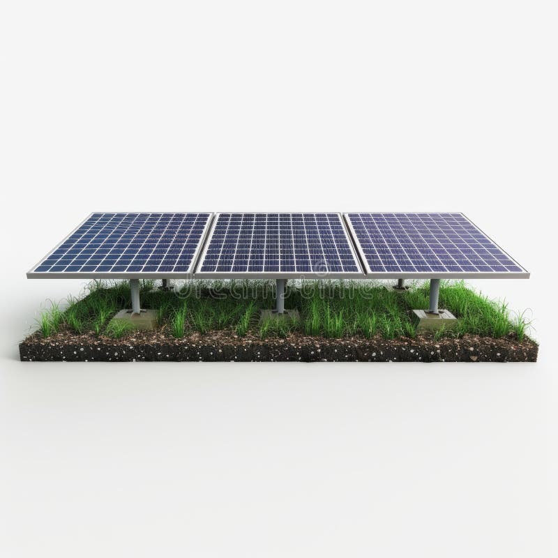 Solar Panels on Dirt Slope Harnessing Solar Power Technology Stock ...