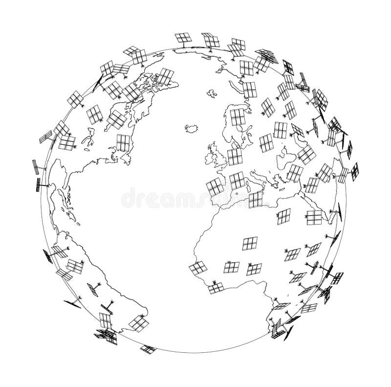 Solar Panels on Earth Concept Stock Illustration - Illustration of ...
