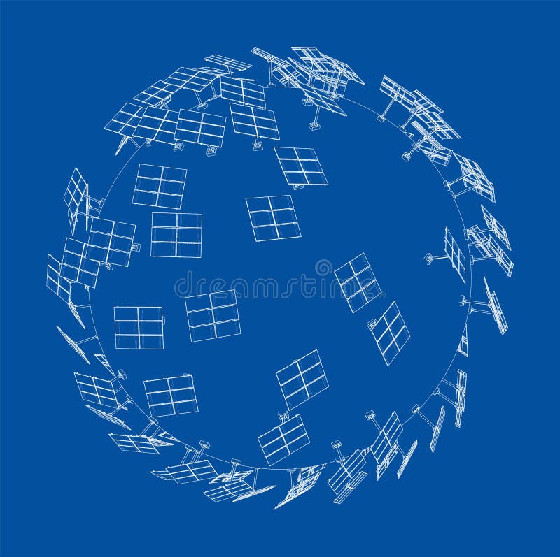 Solar Panels on Earth Concept. Vector Stock Vector - Illustration of ...