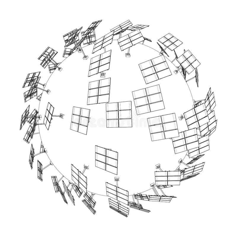 Solar Panels on Earth Concept. Vector Stock Vector - Illustration of ...