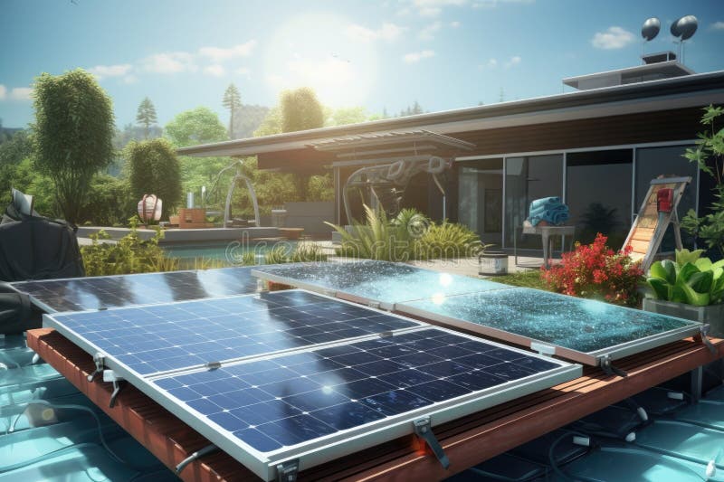 Solar Panels with Eco-friendly Cleaning Products Nearby Stock Image - Image of renewable, system ...