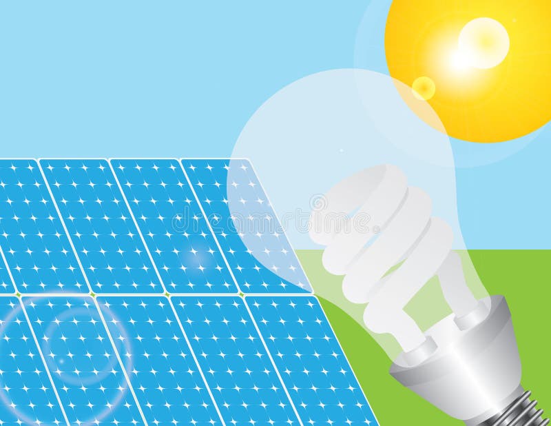 Solar Panels and Eco Light Bulb Illustration Stock Vector ...