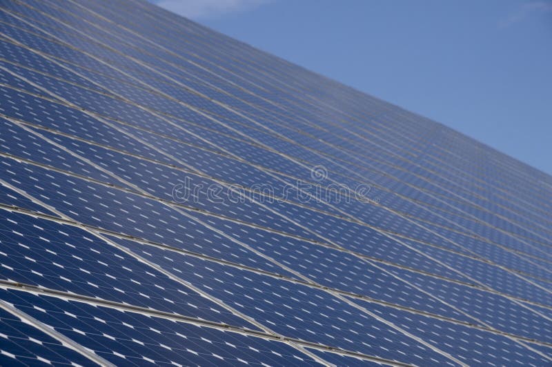 Solar Panels for Energy Saving with Blue Sky Behind Stock Photo - Image ...