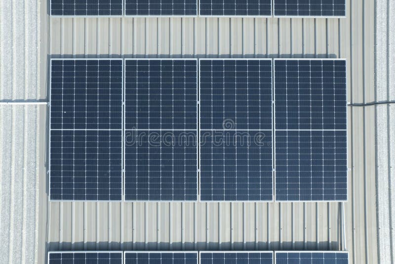 Top View of Solar Panels of Factory Rooftop Stock Image - Image of ...