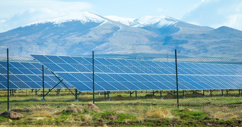 Solar Panels in the Solar Farm Stock Illustration - Illustration of ...