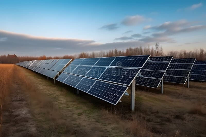 Solar Panels on a Farm. Generative AI. Stock Illustration ...