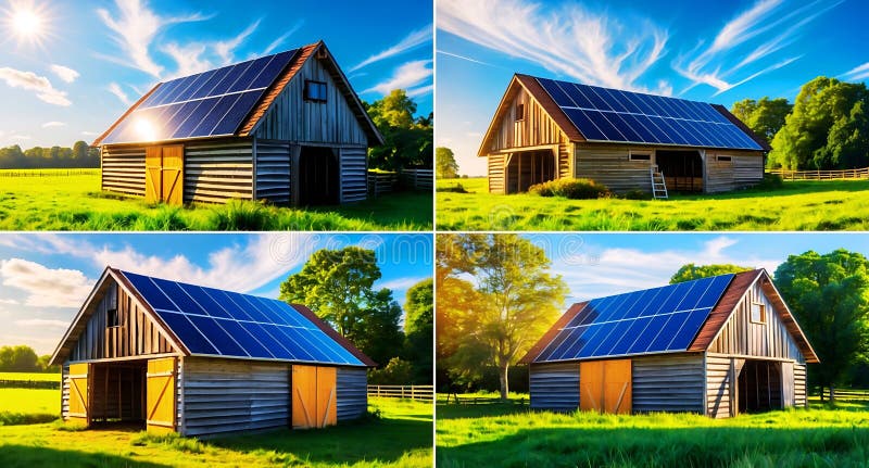 Solar Panels on Farm Shed AI GENERATED IMAGE Stock Illustration ...