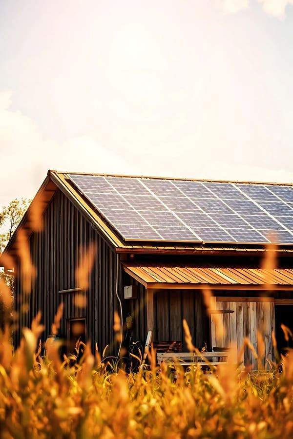 Solar Panels on Farm Shed Roof Stock Illustration - Illustration of ...
