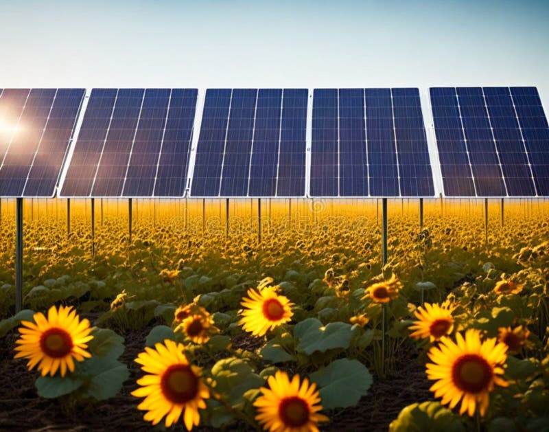 Solar Panels in the Field. Alternative Energy Stock Illustration ...