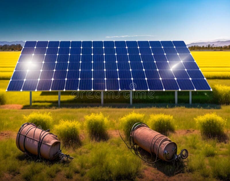 Solar Panels in the Field. Alternative Energy Stock Illustration ...