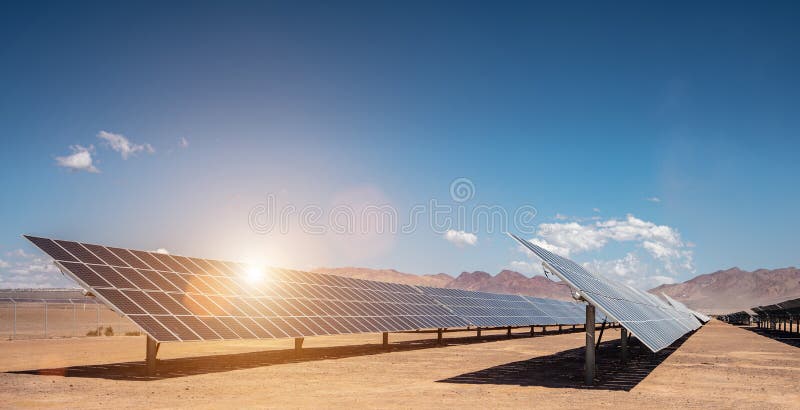 Solar Panels Field in Desert of Nevada Stock Image - Image of ...