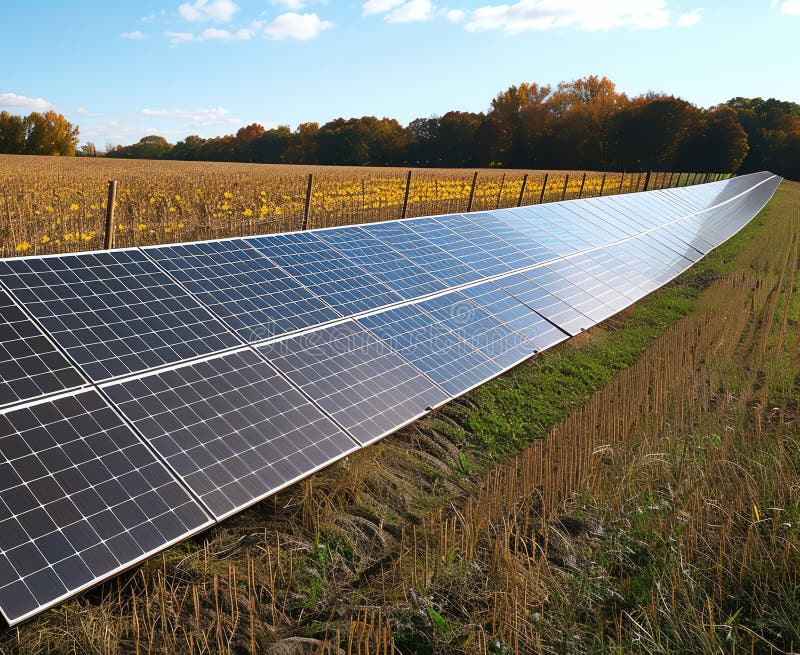 Solar Panels in a Field, Generating Clean Energy Stock Illustration ...