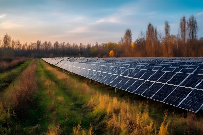Solar Panels on a Farm. Generative AI. Stock Illustration ...